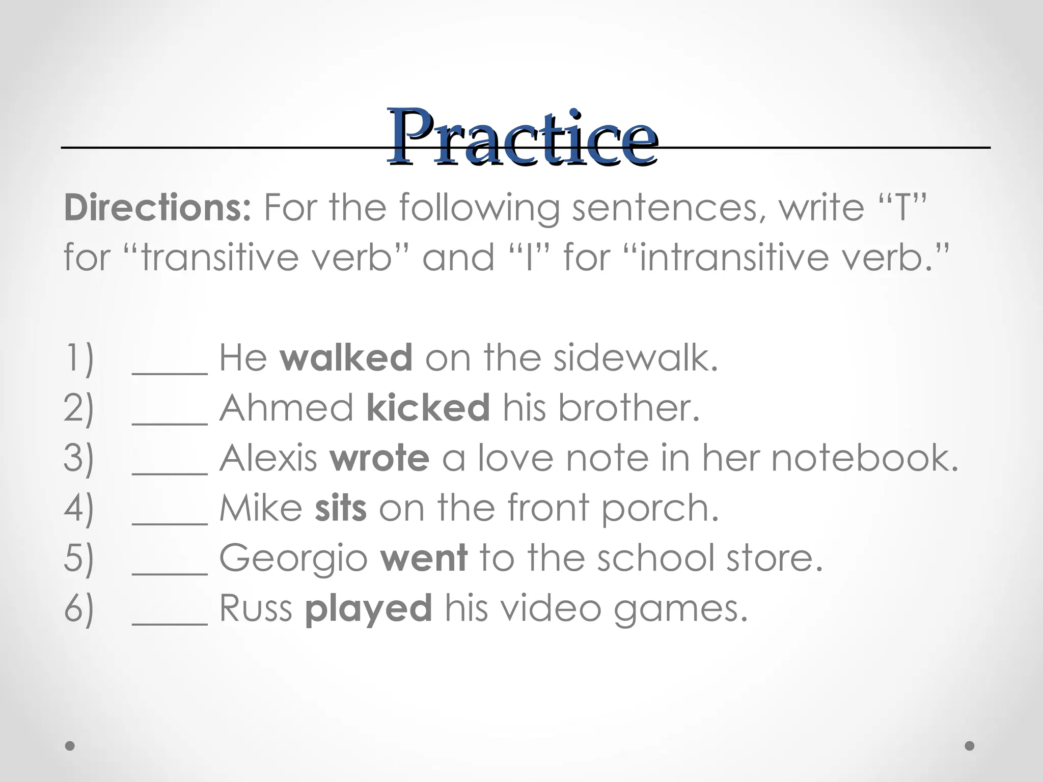 transitive and intransitive-verbs with examples ppt | PPT