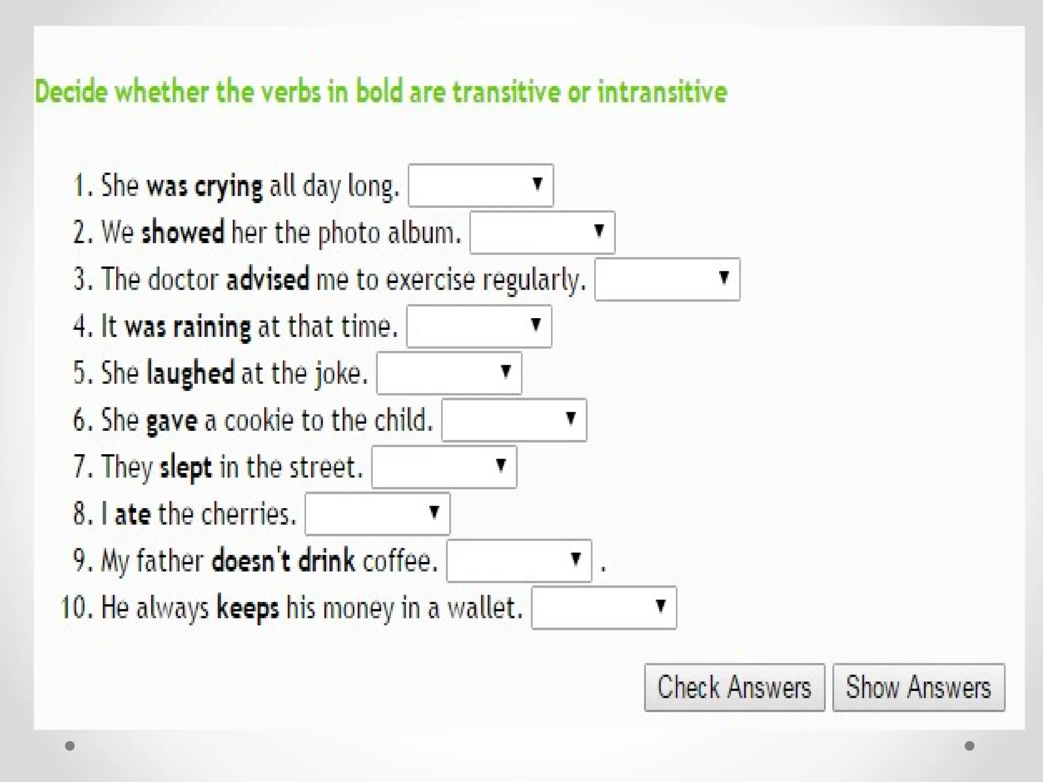 transitive and intransitive-verbs with examples ppt | PPT