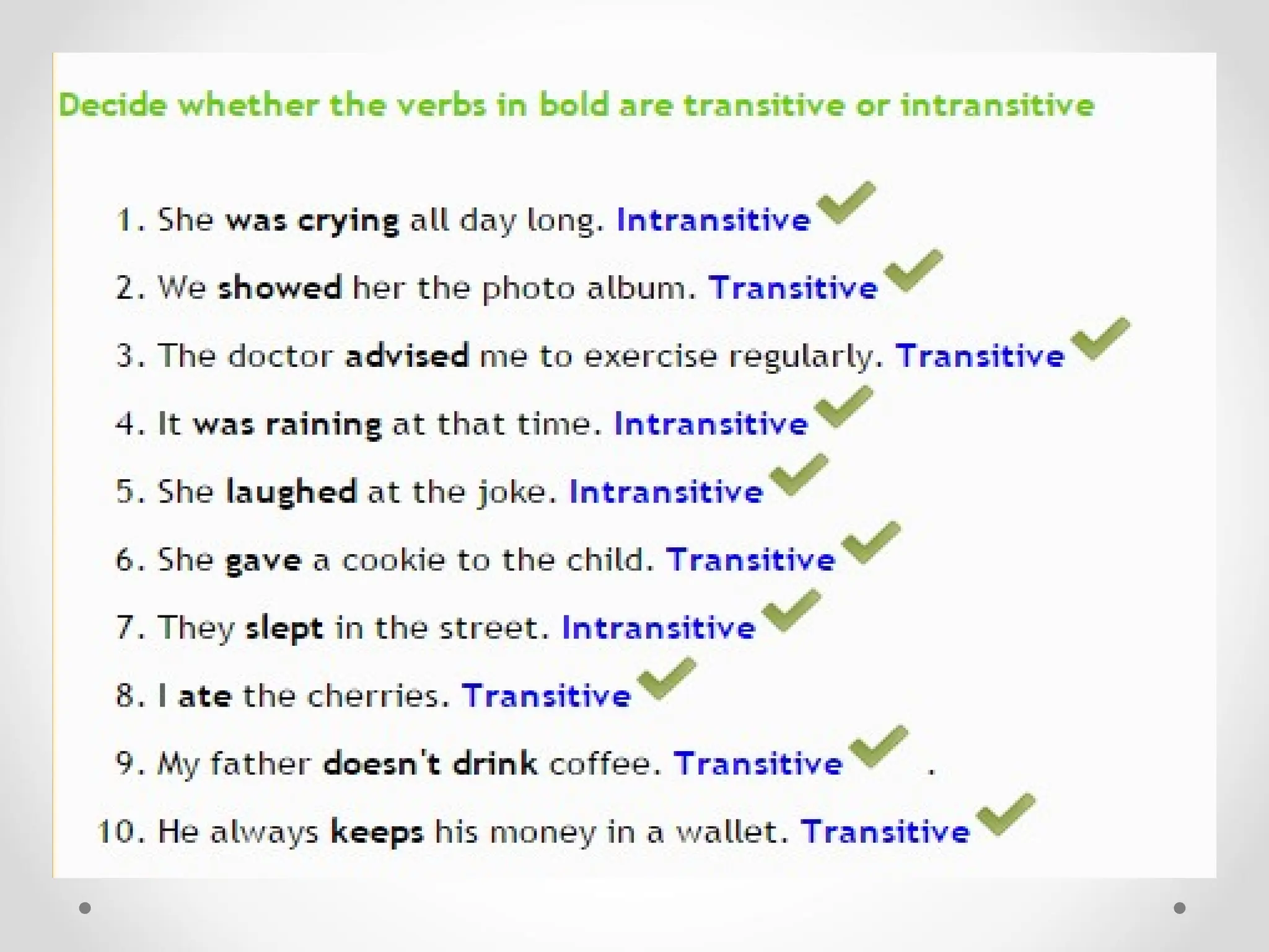 transitive and intransitive-verbs with examples ppt | PPT