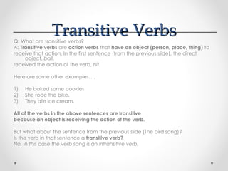 transitive and intransitive-verbs with examples ppt | PPT
