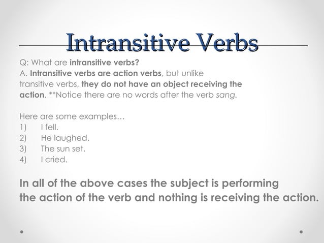 transitive and intransitive-verbs with examples ppt | PPT