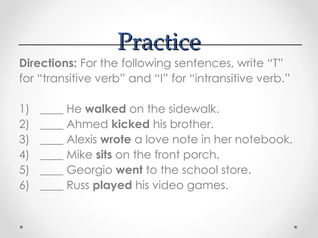 transitive and intransitive-verbs with examples ppt | PPT