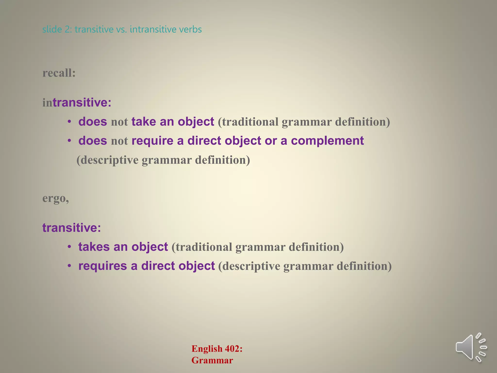 English Grammar Lecture 11: The Transitive Verb Patterns | PPTX