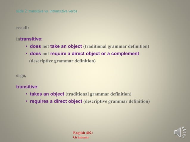 English Grammar Lecture 11: The Transitive Verb Patterns | PPTX