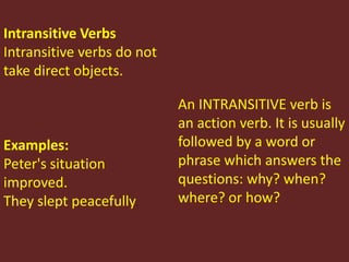 Transitive and intransitive verbs | PPTX