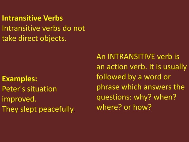 Transitive and intransitive verbs | PPTX