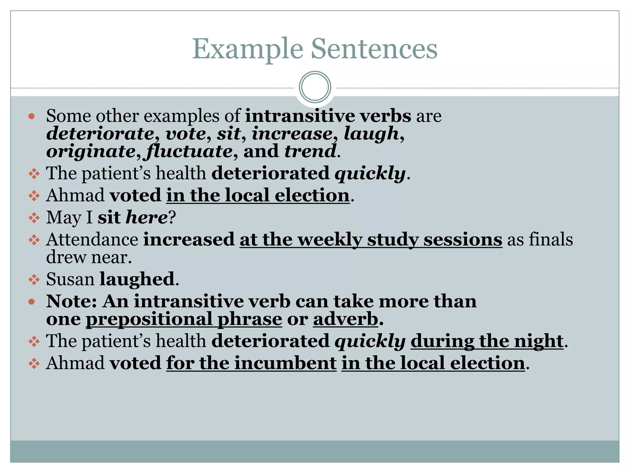 Transitive and Intransitive verbs | PPTX