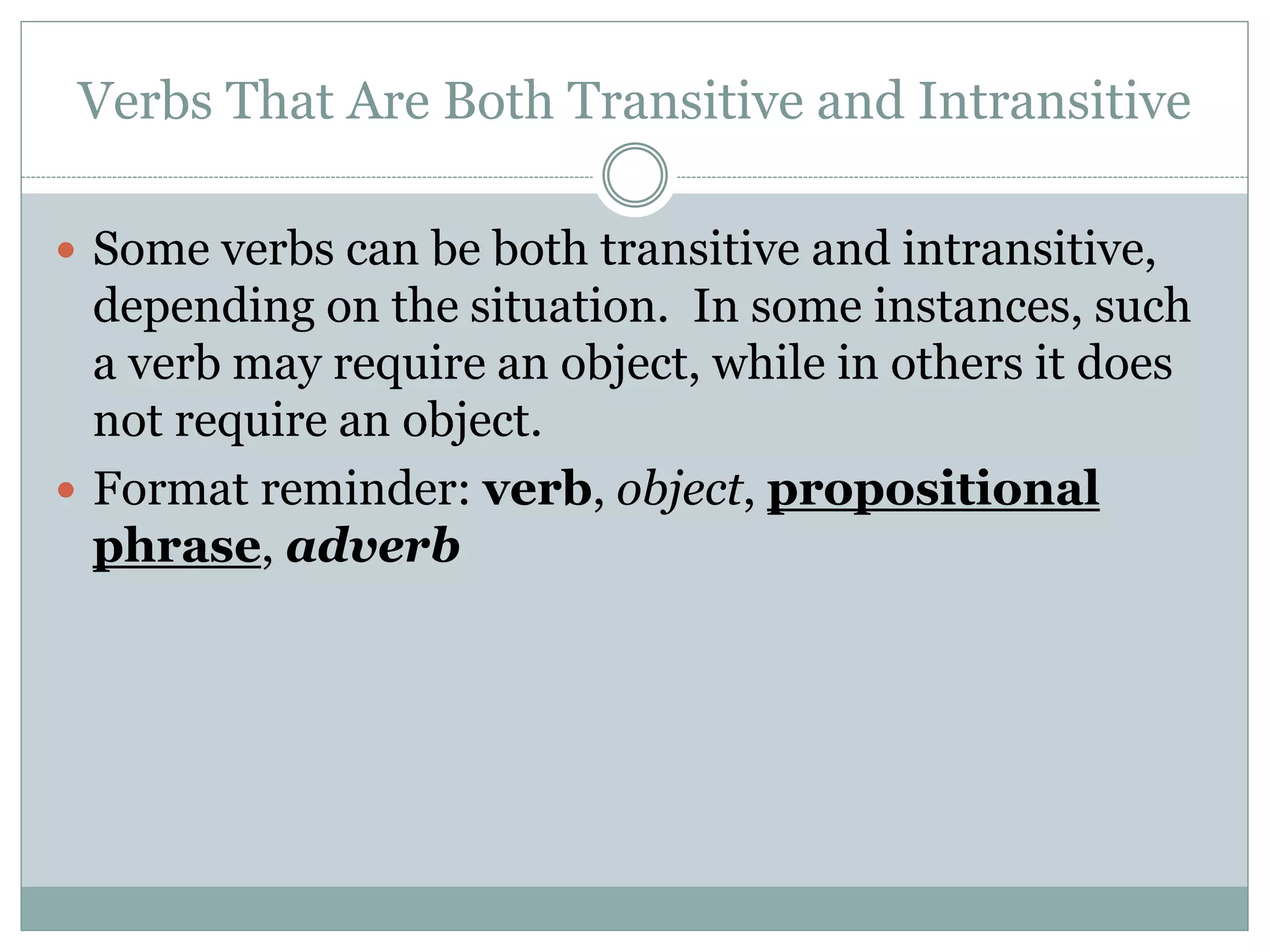 Transitive and Intransitive verbs | PPTX