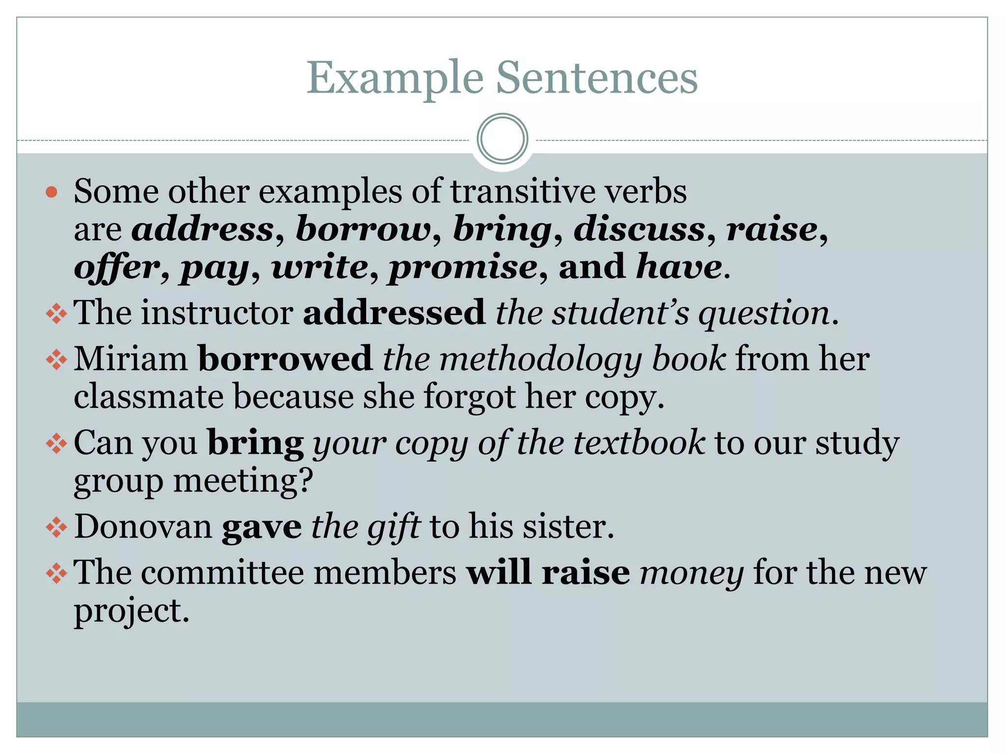 Transitive and Intransitive verbs | PPTX
