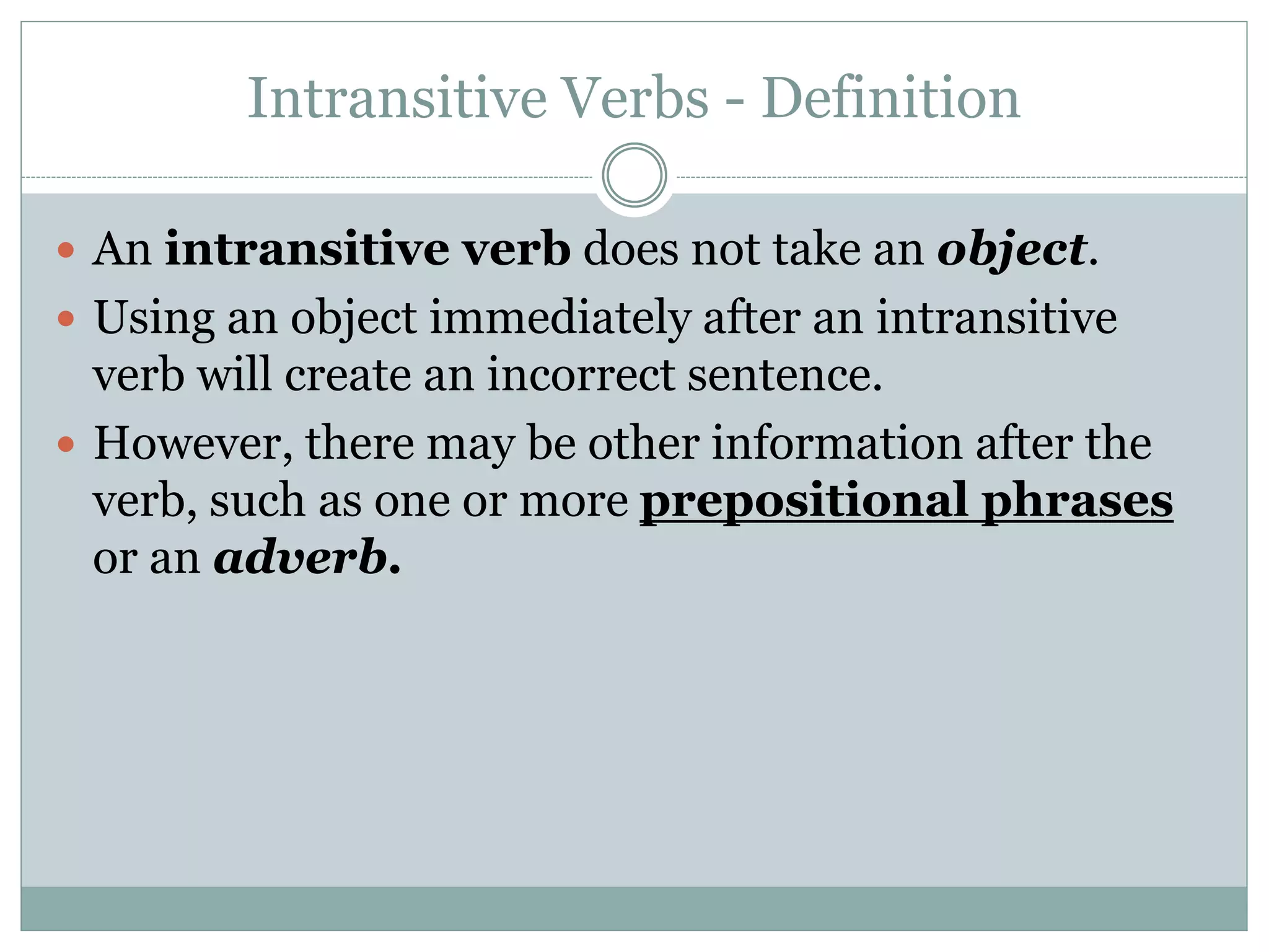 Transitive and Intransitive verbs | PPTX
