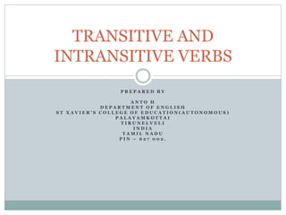 Transitive and Intransitive verbs | PPTX