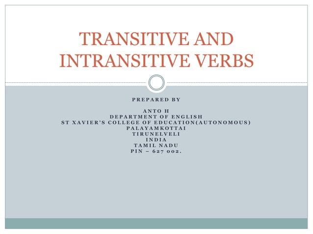 Transitive and Intransitive verbs | PPTX