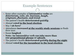 Transitive and Intransitive verbs | PPTX
