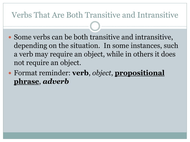 Transitive and Intransitive verbs | PPTX