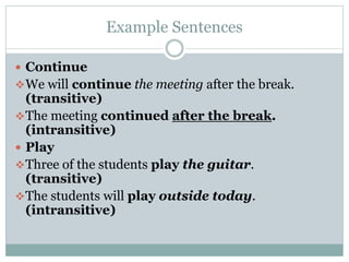 Transitive and Intransitive verbs | PPTX