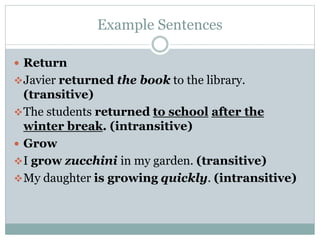 Transitive and Intransitive verbs | PPTX
