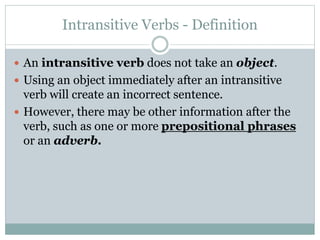 Transitive and Intransitive verbs | PPTX