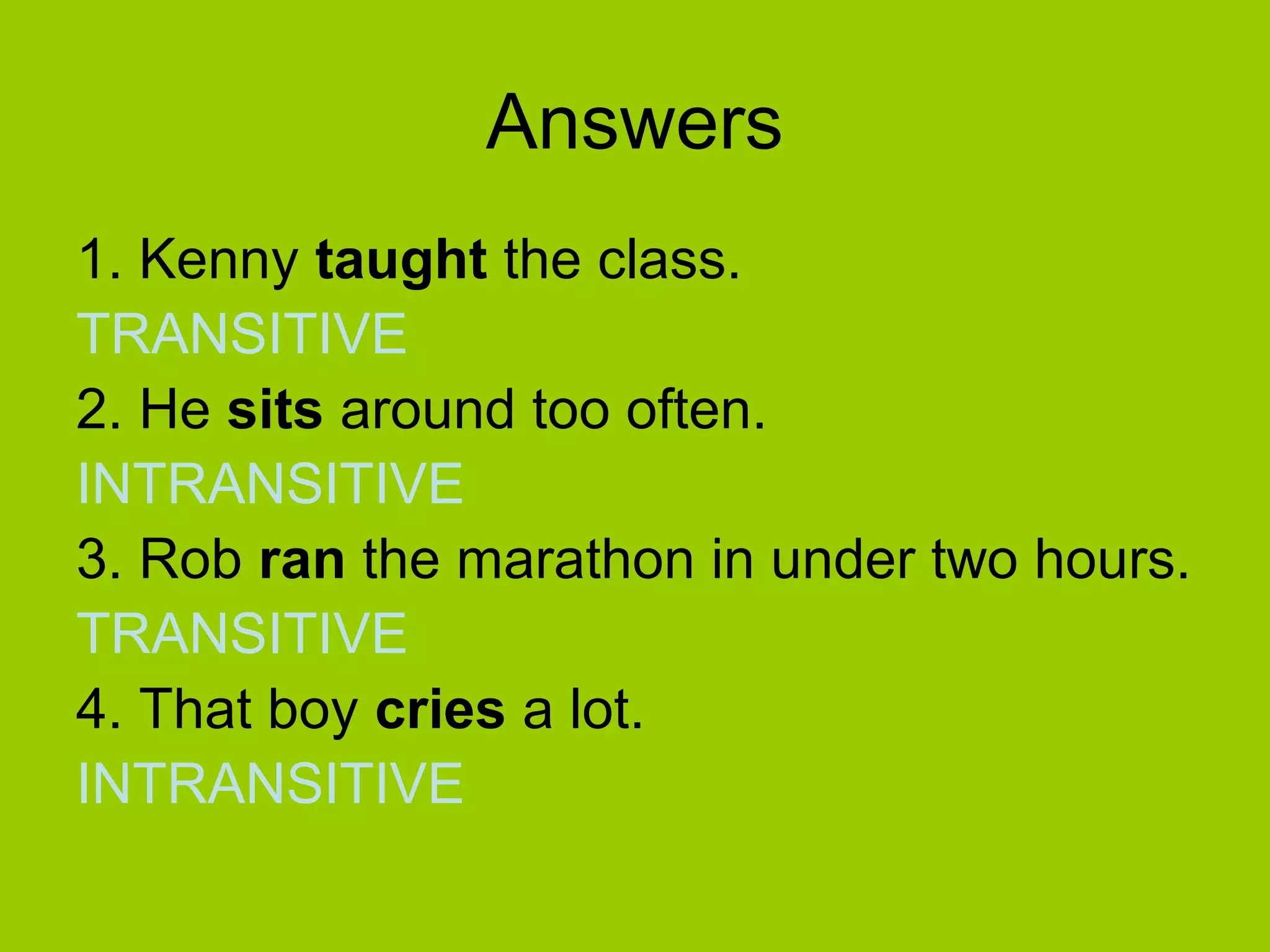 Transitive and intransitive verbs | PPT