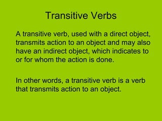 Transitive and intransitive verbs | PPT
