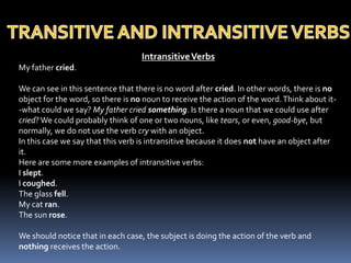 Transitive intransitive verbs | PPT