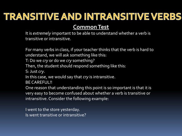 Transitive intransitive verbs | PPT