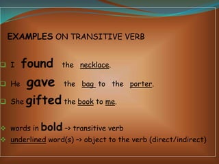 Verbs - Transitive and Intransitive,Linking and Finite ,Non-Finite ...