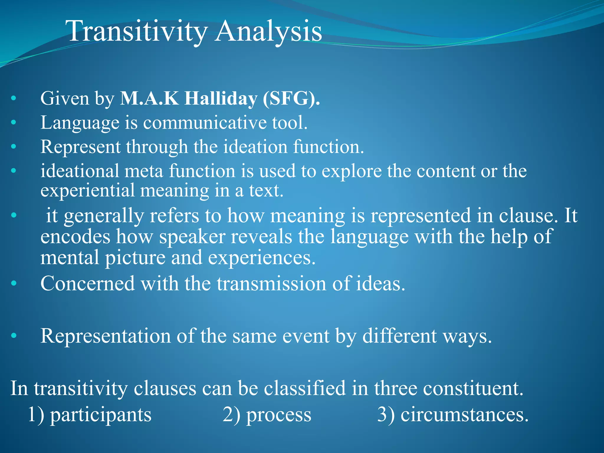 Transitivity Analysis | PPTX