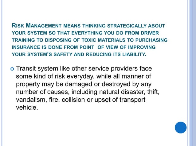 Transit risk management | PPTX