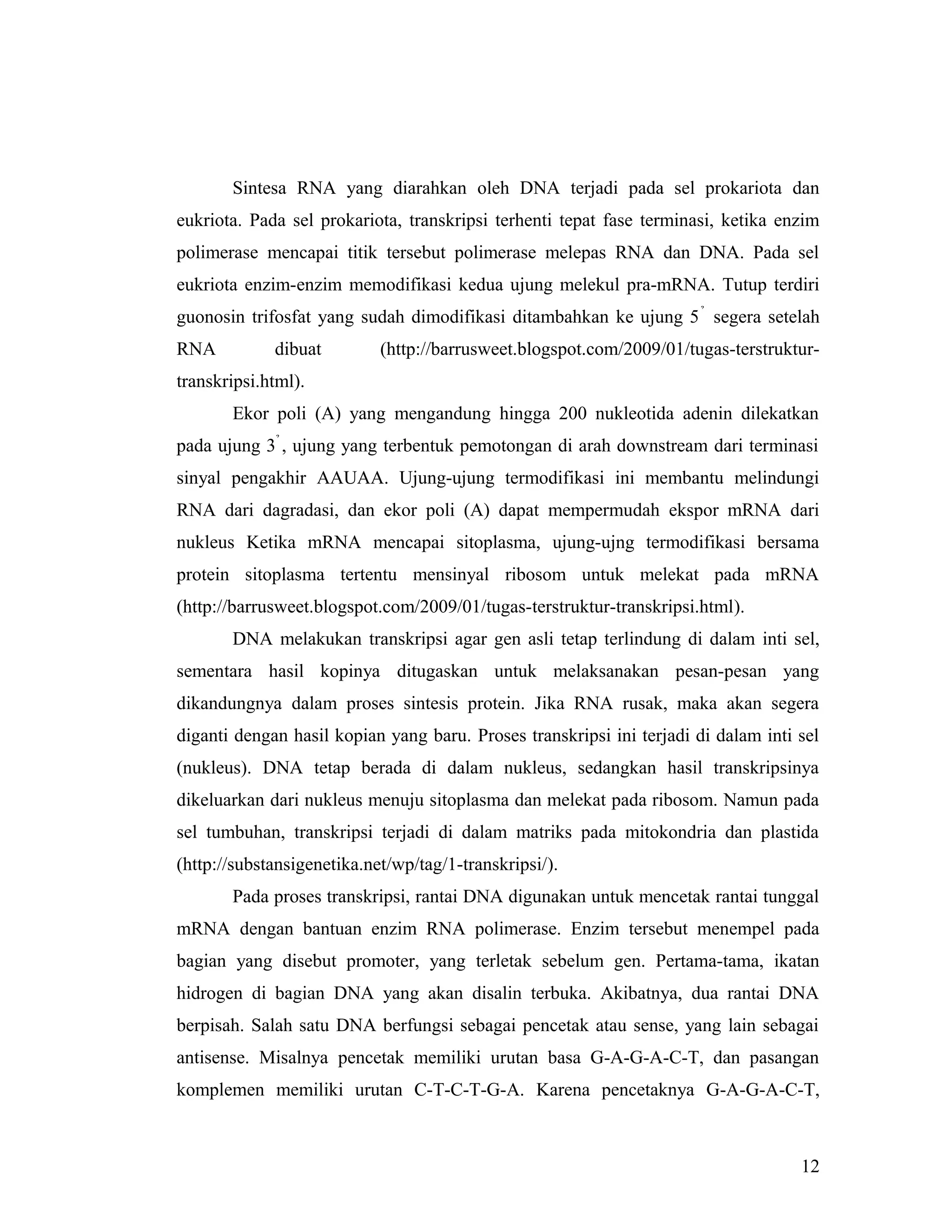 Transkripsi, translasi dan replikasi | DOC