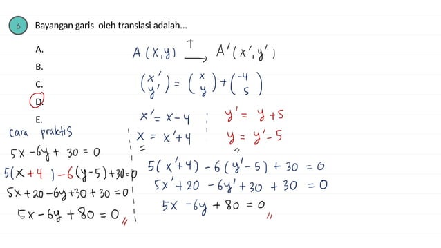salah satu transformasi geometri yaitu translasi | PPT