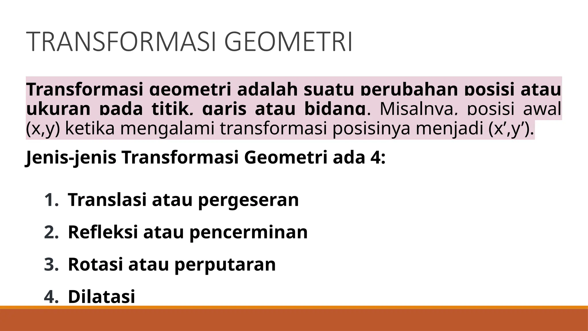 PPT MATEMATIKA TRANSFORMASI GEOMETRI : TRANSLASI | PPTX