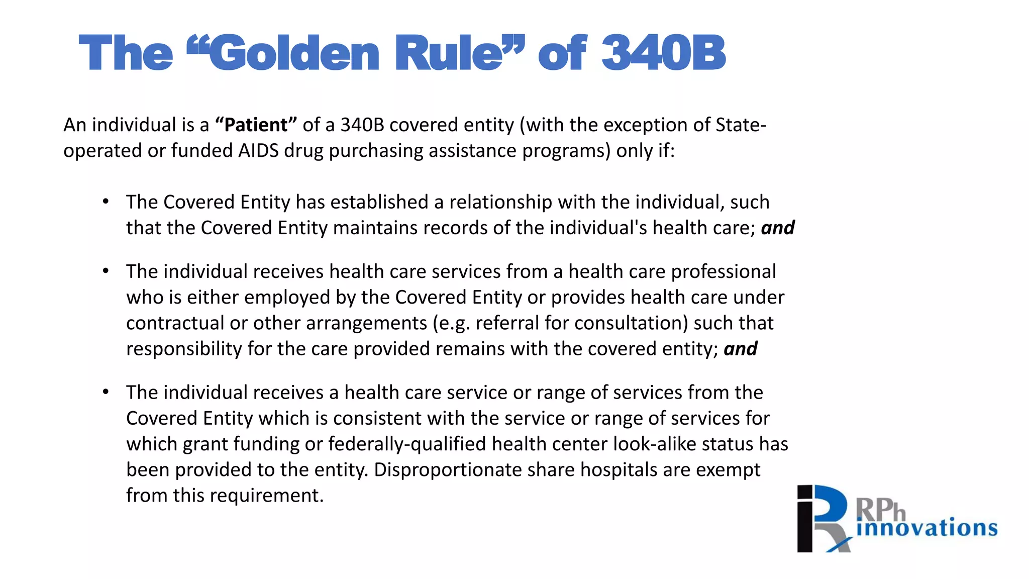 Translating compliance requirements into action items 340B | PPT