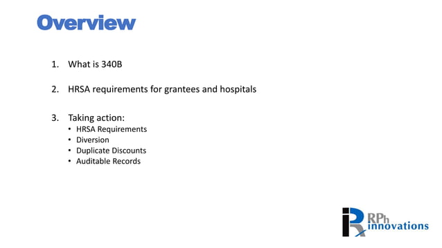 Translating compliance requirements into action items 340B | PPT