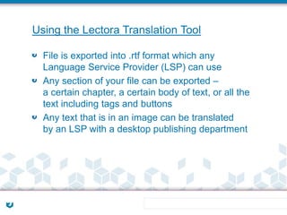 Translating e learning files with lectora inspire | PPT