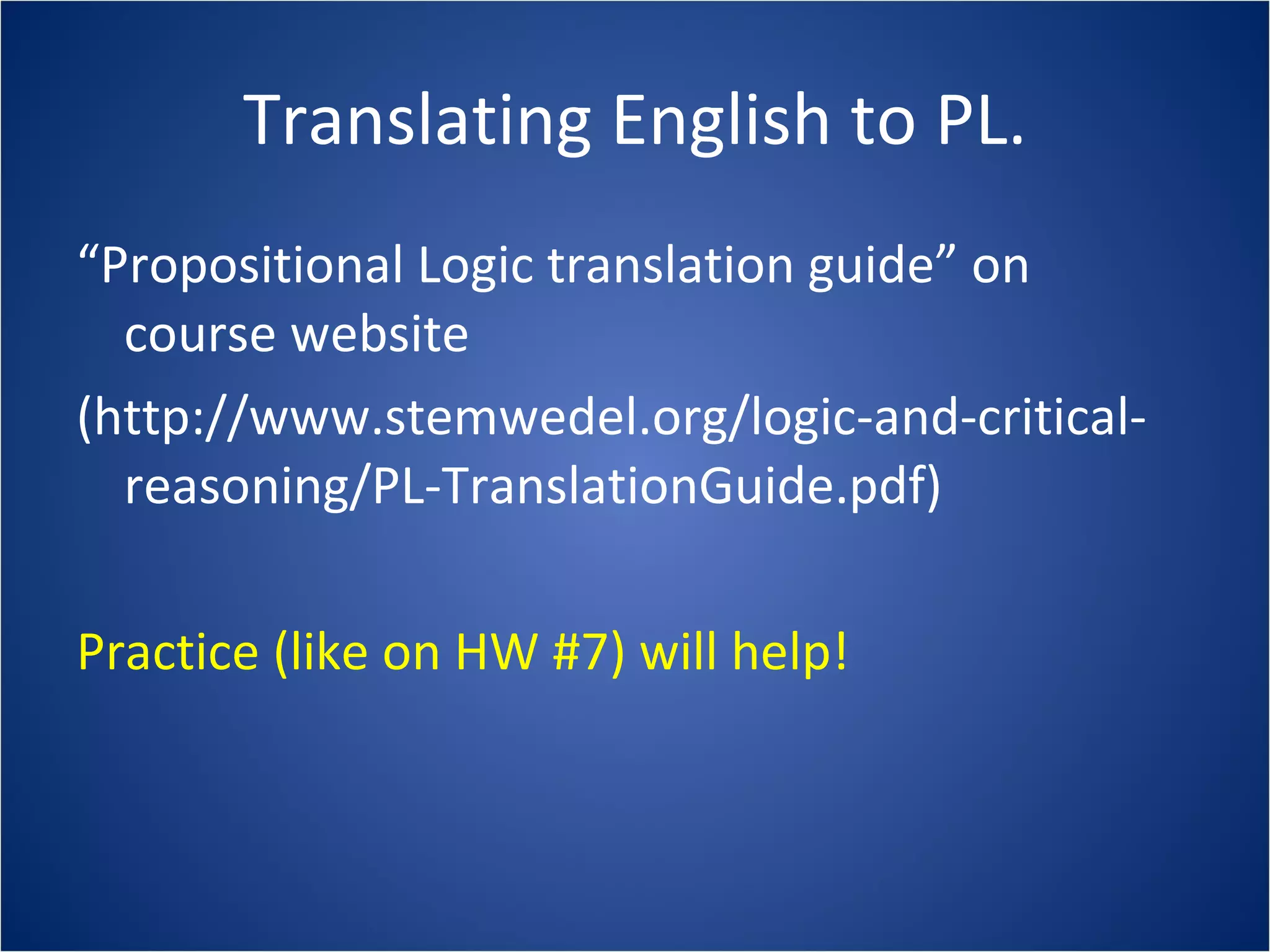 Translating English to Propositional Logic | PPT