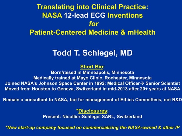 Translating into Clinical Practice: NASA 12-lead ECG Inventions for ...