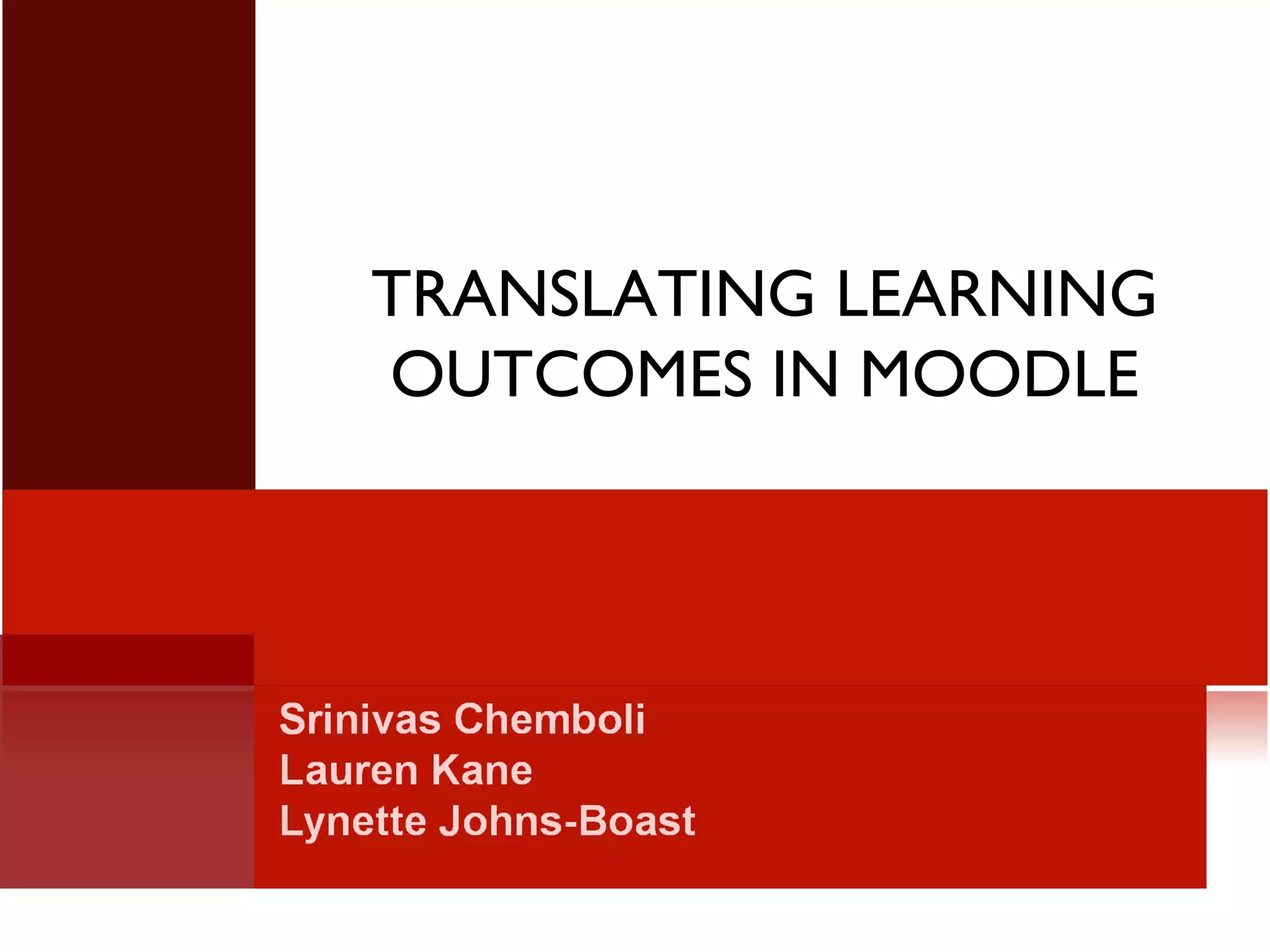Translating learningoutcomesinmoodle | PPT