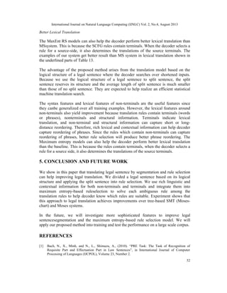 TRANSLATING LEGAL SENTENCE BY SEGMENTATION AND RULE SELECTION | PDF