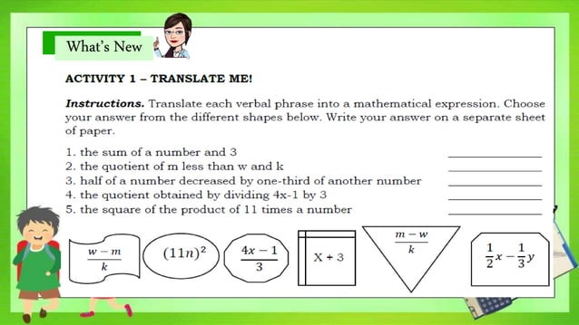 Translating Mathematical Phrases to Rational Algebraic Expressions | PPTX