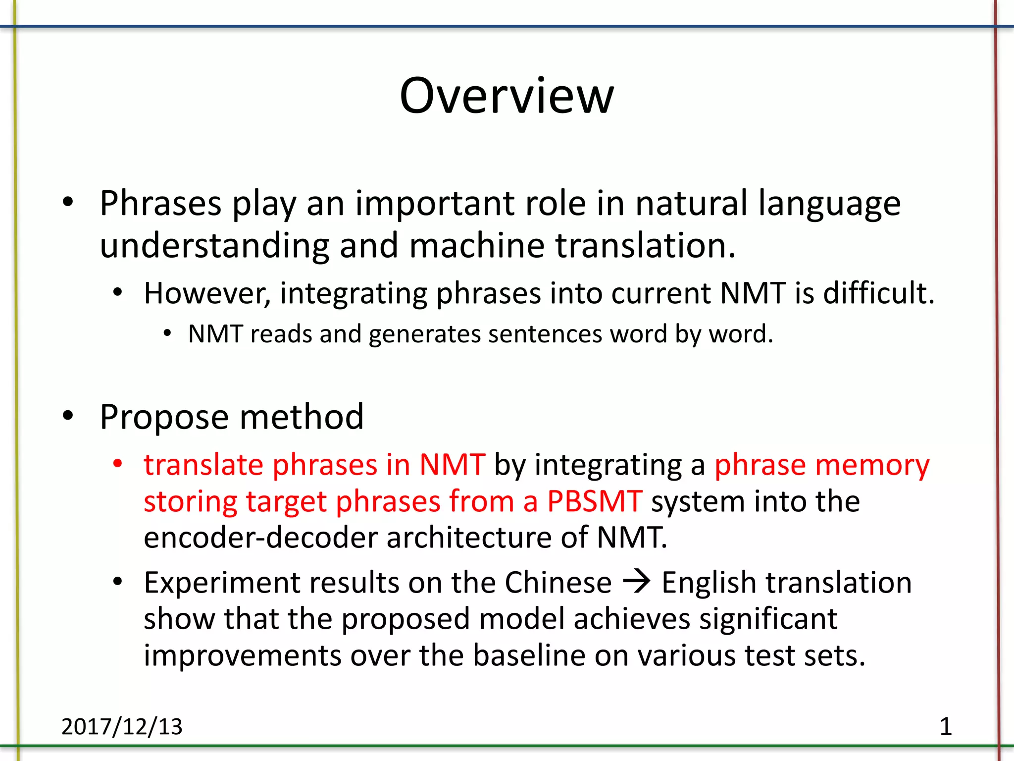 Translating phrases in neural machine translation | PPT