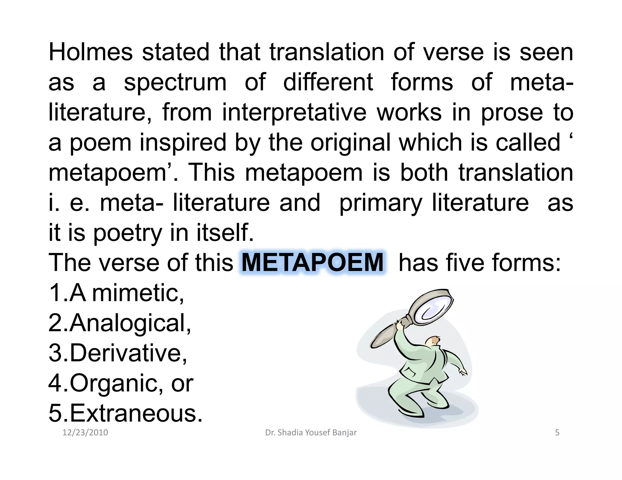 Translating poetry and its impact on the culture of the community.paper ...