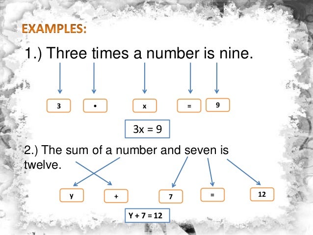 Translating verbal statements to equations