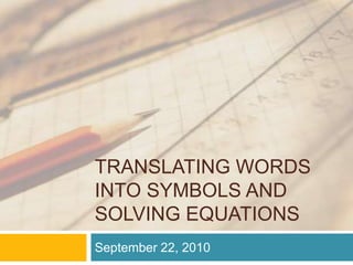 Translating words into symbols | PPTX