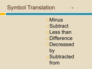 Translating words into symbols | PPTX