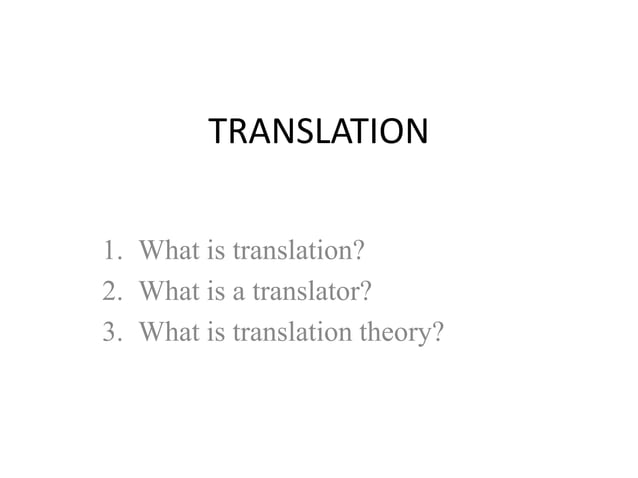 Introduction to Translation (Part I) | PPTX
