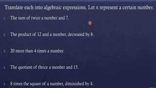 Translation of Mathematical Phrase To Verbal Phrase | PPTX