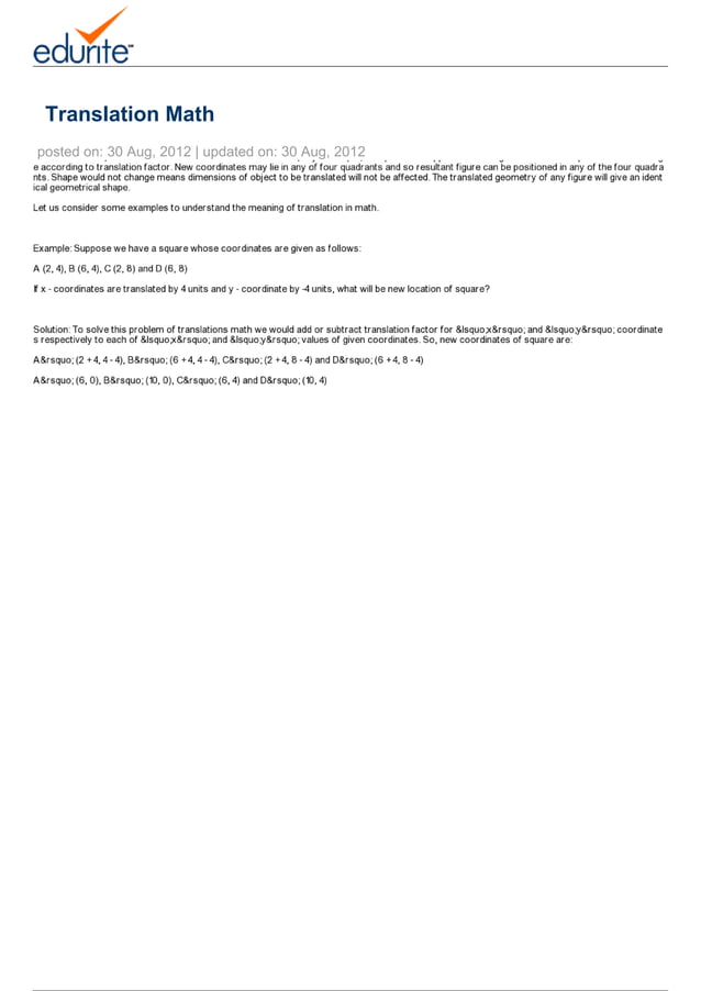 Translation Math | PDF