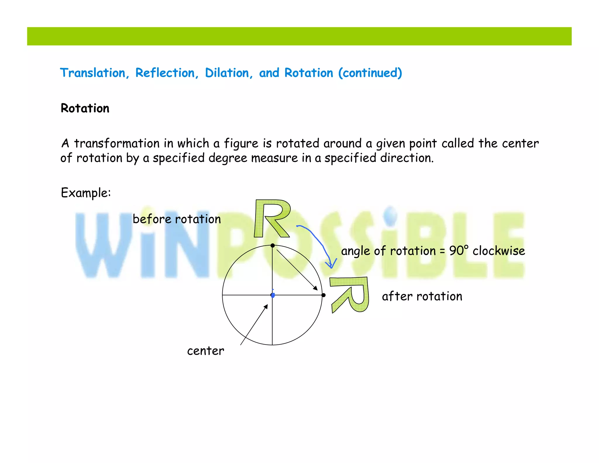 Translation, Dilation, Rotation, ReflectionTutorials Online | PPT