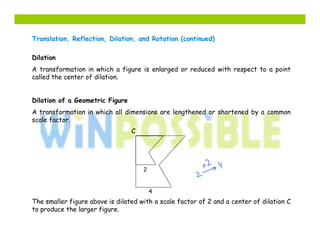 Translation, Dilation, Rotation, ReflectionTutorials Online | PPT
