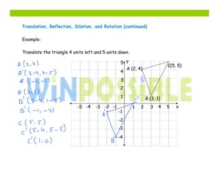 Translation, Dilation, Rotation, ReflectionTutorials Online | PPT